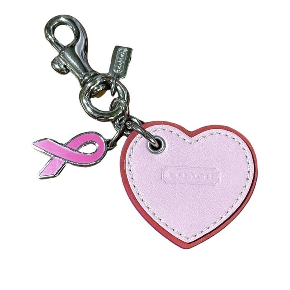 Coach | Accessories | Coach Leather Heart Pink Breast Cancer Ribbon Key ...